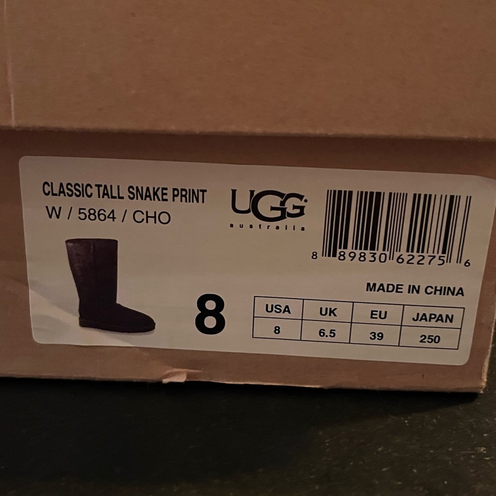 Classic Tall Snake Print Ugg Chocolate Boot, Very Coo… - Gem